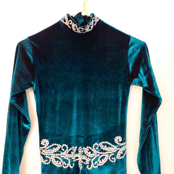 Costumes | Teal Velvet Figure Skating Costume | Poshmark